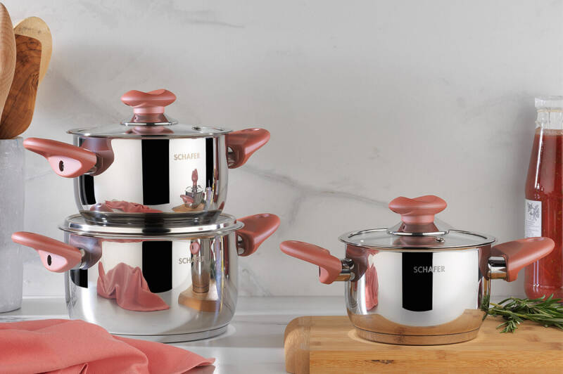 SCHAFER ALİA ÇELİK ÇEYİZ SETİ.-18 PRÇ.-BAKIR Tencere Setleri SCHAFER ...